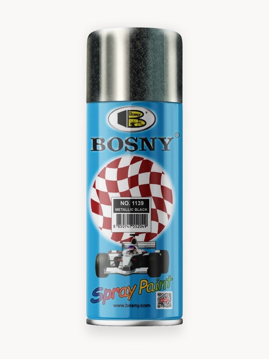 Аэрозольная краска Bosny, цвет Черный металлик, арт. №1139