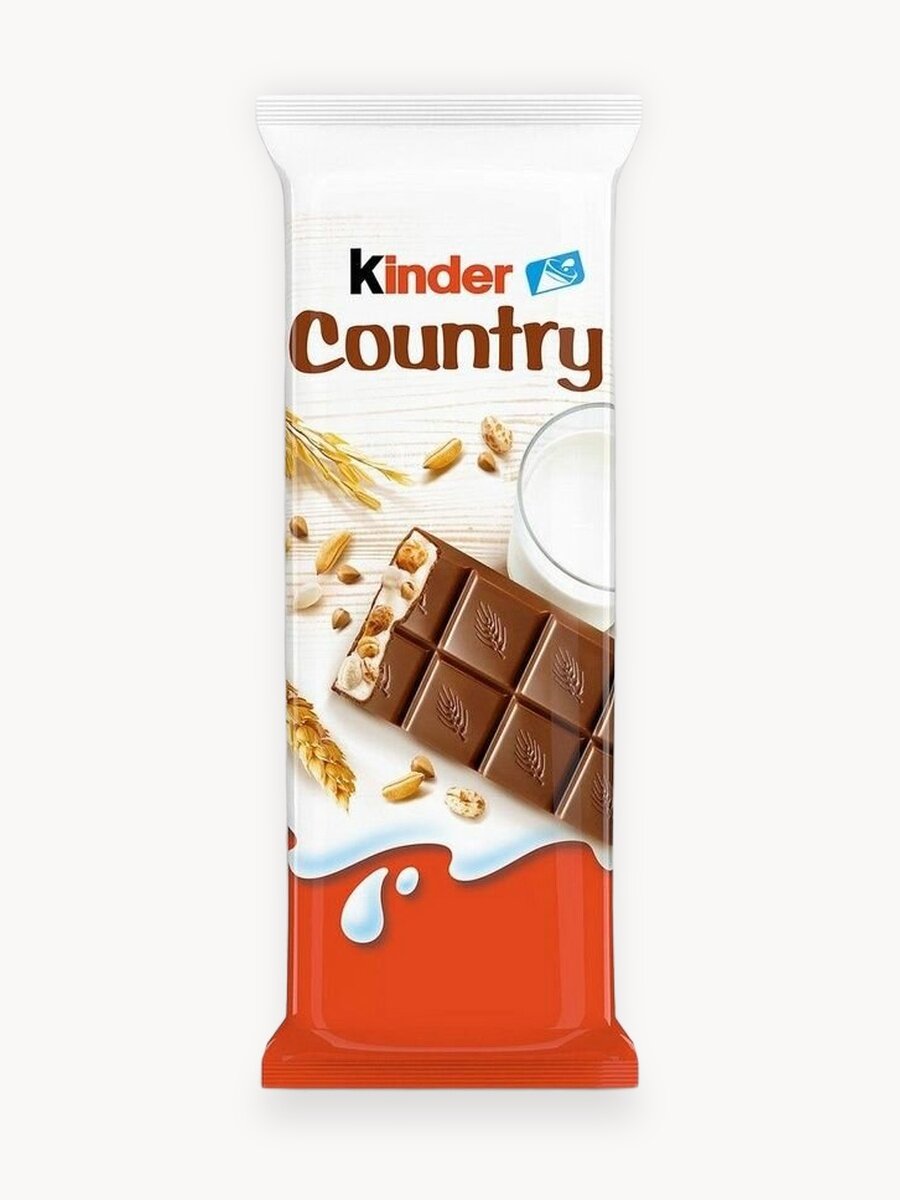 Батончик шоколадный Kinder Country Chocolate Злаки, 20 шт, 23гр, Италия