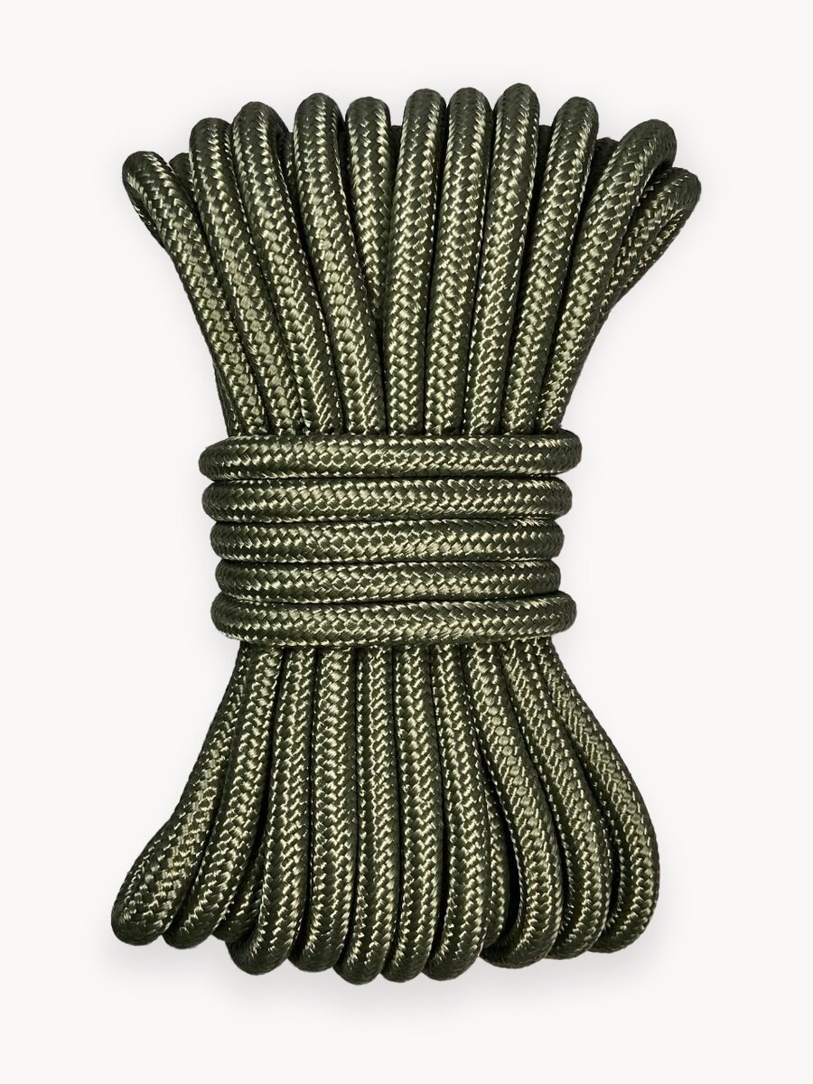 Веревка туристическая 10 мм 30 м хаки. Шнур полипропиленовый плетеный с сердечником