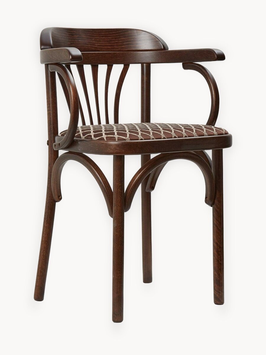 Деревянный стул Венский темный тон с мягким сиденьем из ткани