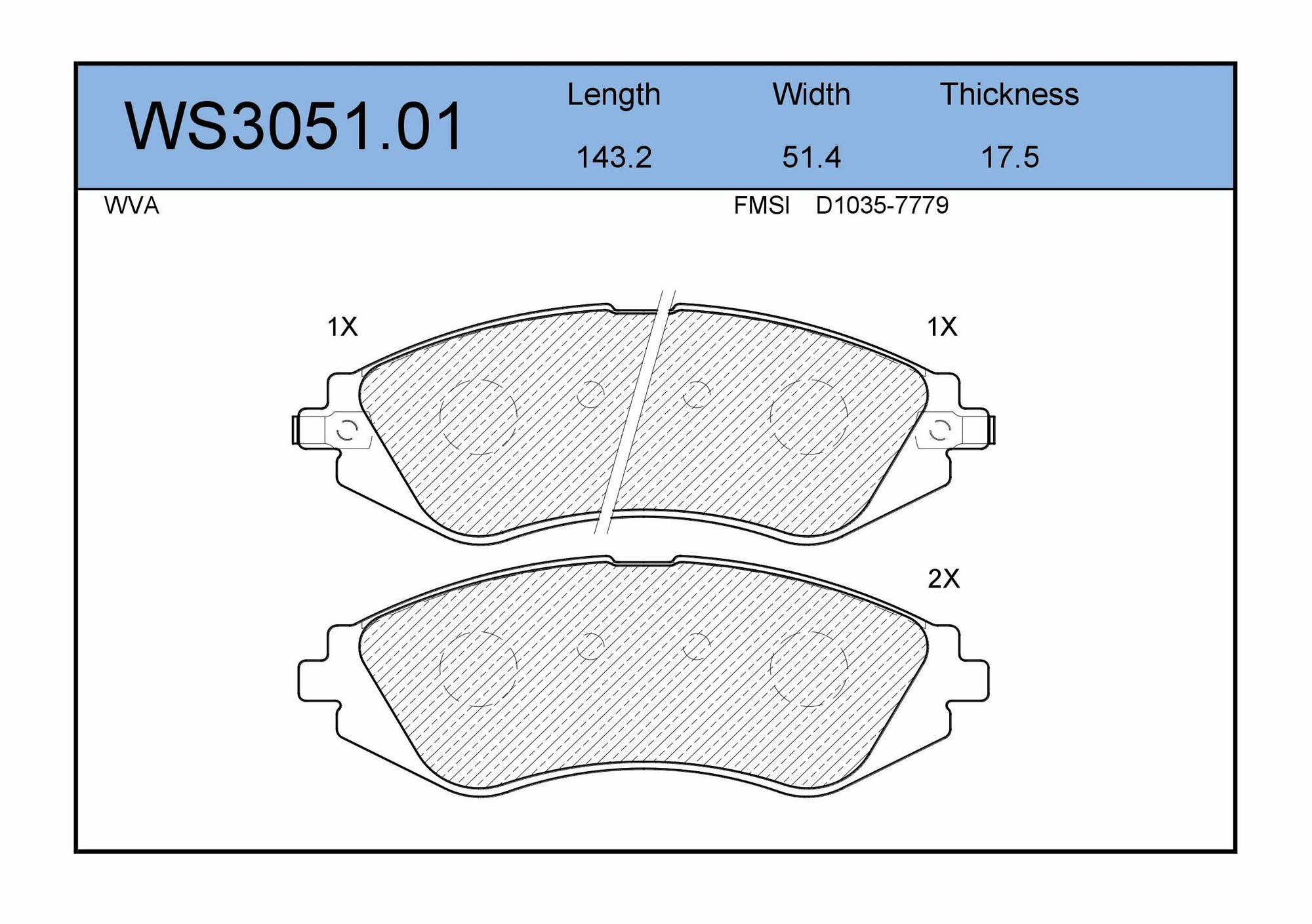 Колодки тормозные дисковые перед JEENICE WS3051.01