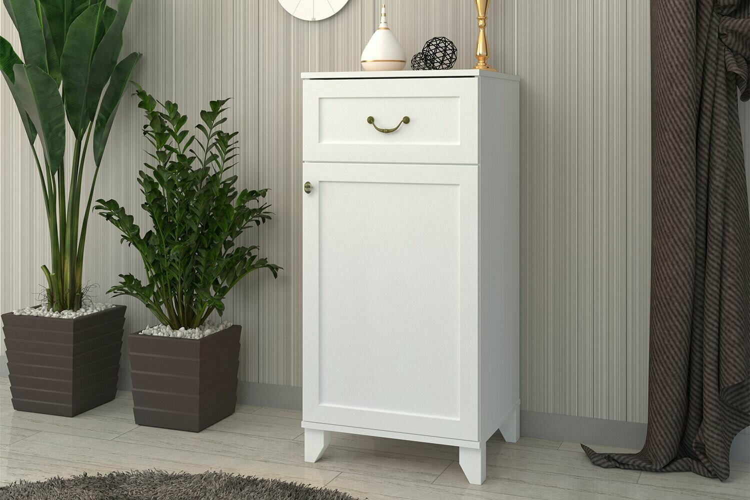 Комод Ренди 22М 50х40х100 белый, рамка квадро МДФ, ножка №3