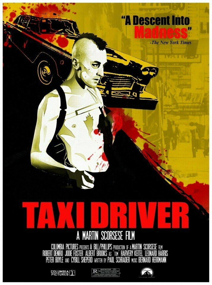 Плакат, постер Taxi Driver/Таксист на холсте, размер 30х42см
