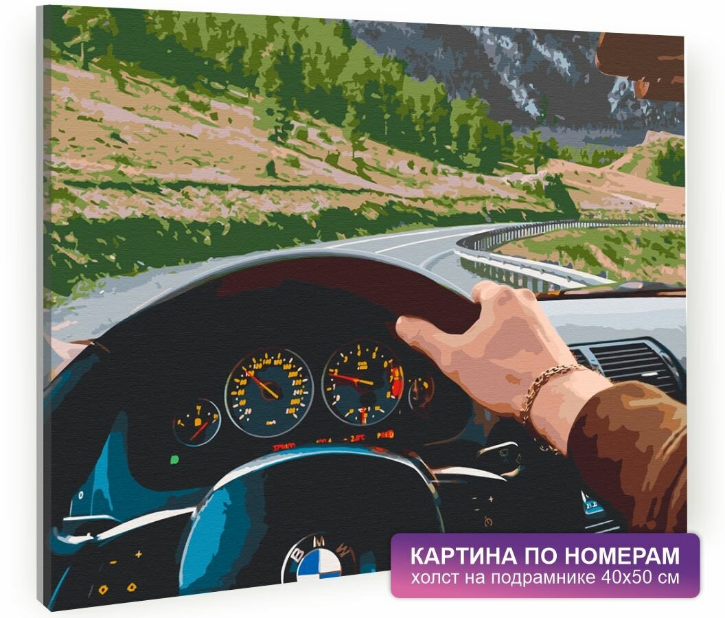 Картина по номерам на холсте с подрамником 40х50 см. Автомобиль, машина. "БМВ, BMW", арт. 5349/