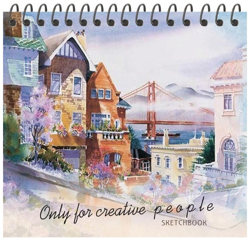 ПрофК. Скетчбук А6+, 80л. Весенняя улица, на спирали, 7Бц, мат. ламинация