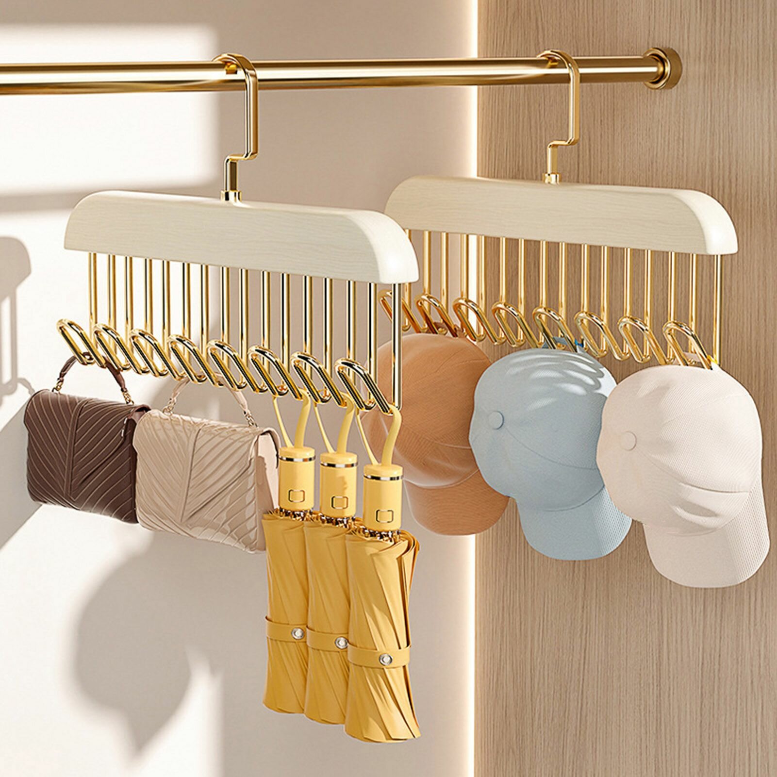 Вешалка для платков, шарфов, крючками, деревянная, 28х19см, белая