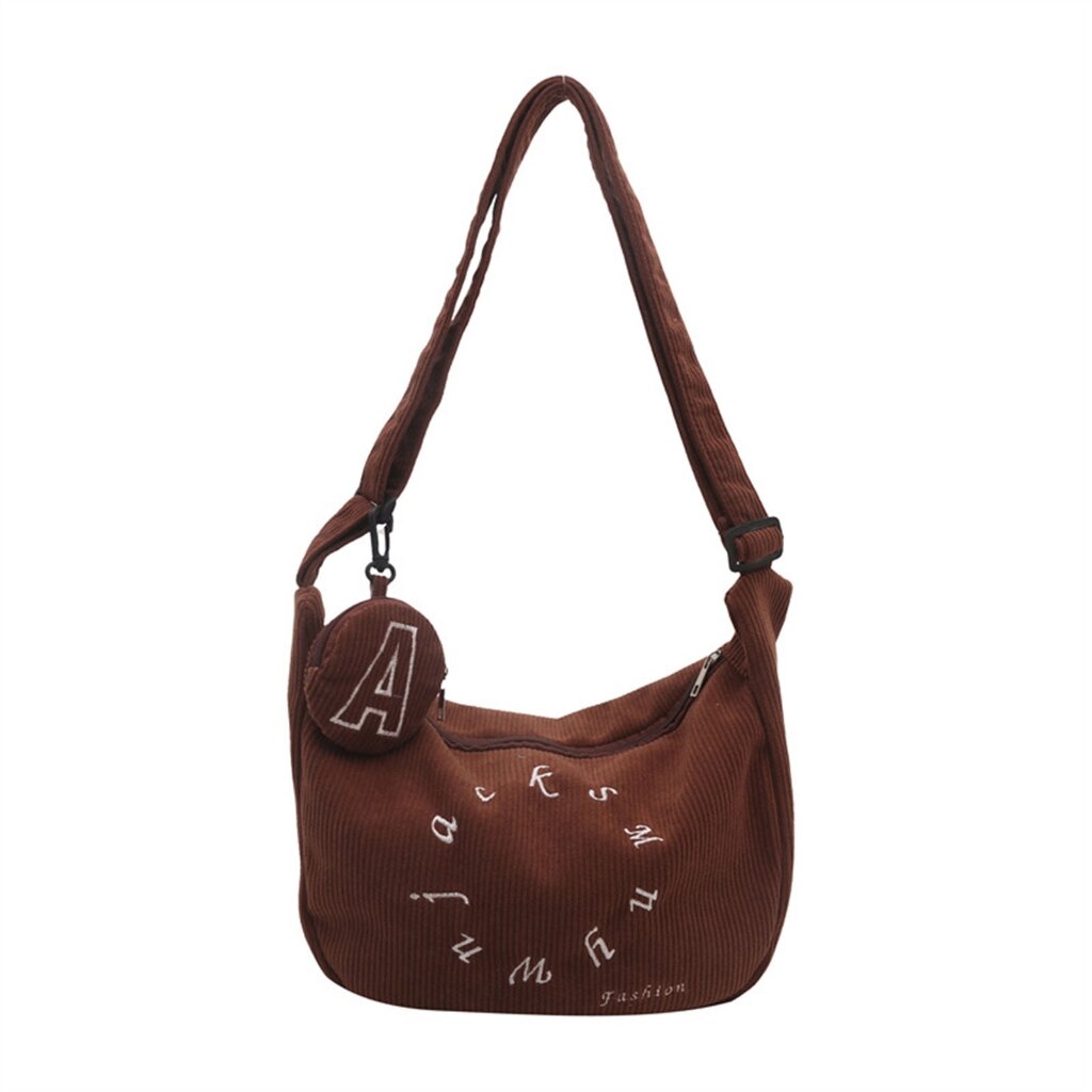 Corduroy dumpling bag shoulder messenger bag, brown
