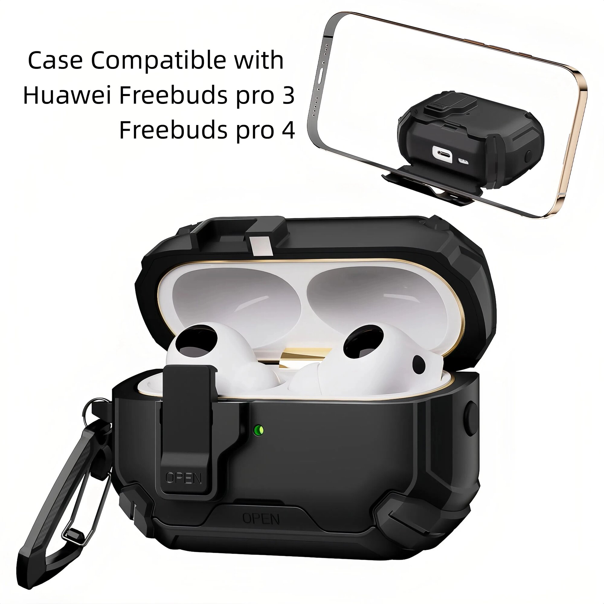 Чехол для Huawei FreeBuds Pro 4 3 с подставкой Black