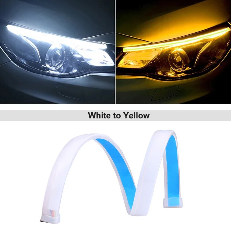 Динамические гибкие светодиодные автомобильные DRL дневные ходовые огни 30 см 45 см 60 см водонепроницаемые белые красные желтые указатели поворота фара лампа