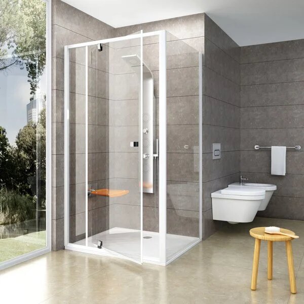 Душевой уголок Ravak Pivot PDOP2 без поддона, стеклянный, 100x90, с распашными дверями, прямоугольный, белый