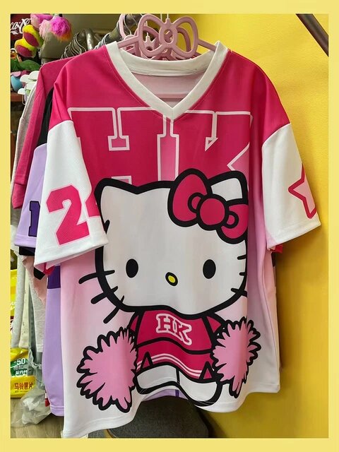 Футболка MINISO 2025 года, спортивная одежда Sanrio Hello Kitty для мужчин и женщин, свободная, повседневная, легкая, дышащая, с коротким рукавом, Maternity Size, Xxl
