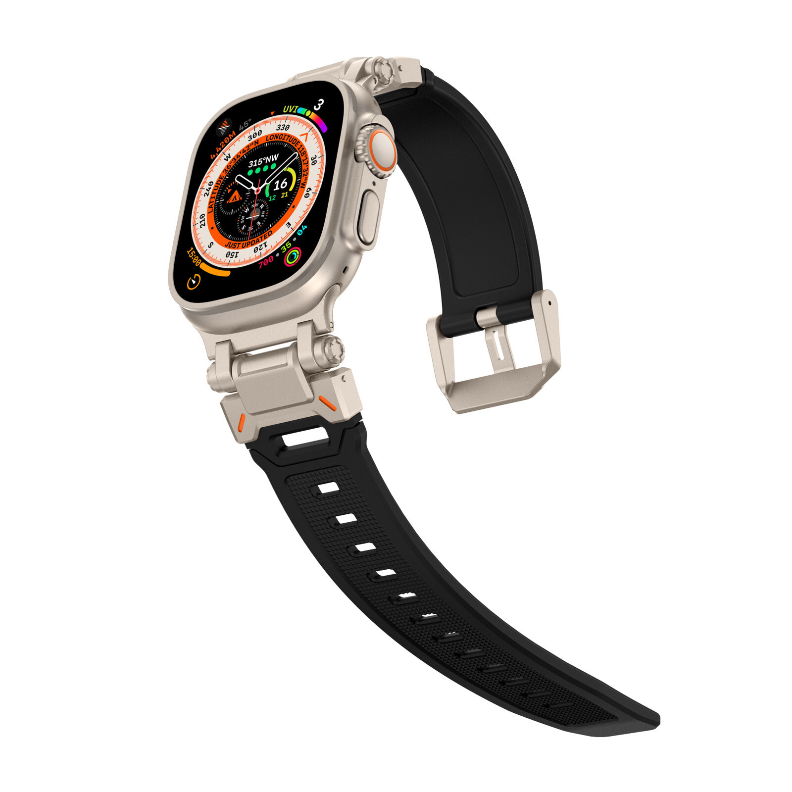 Титановый черный браслет с упаковкой для Apple Watch 42/44/45/49 мм