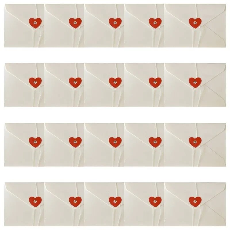 (1 упаковка из 20 штук) Бумажный конверт на День святого Валентина-белый-сердечко с любовью