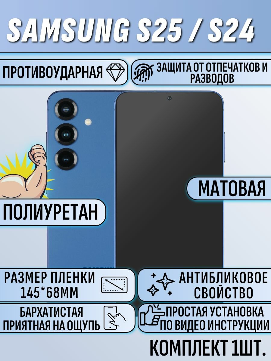 Гидрогелевая защитная пленка для Samsung Galaxy S25 / S24 матовая
