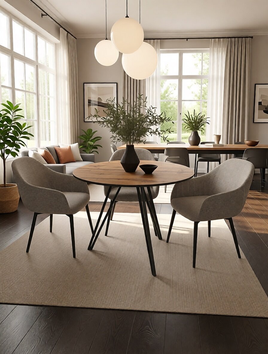 Стол кухонный круглый обеденный 90 см нераскладной лофт "Loft"