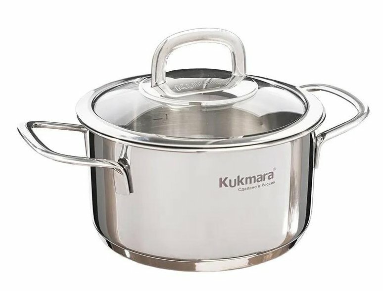 Кастрюля Kukmara SF-CA1516G Safia 1.5 л, нержавеющая сталь 18/10, крышка стекло