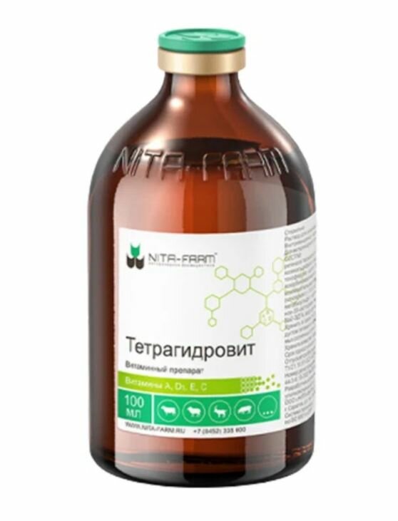 Раствор для инъекций NITA-FARM "Тетрагидровит", для кошек, собак, рогатого скота, витамины, 100мл