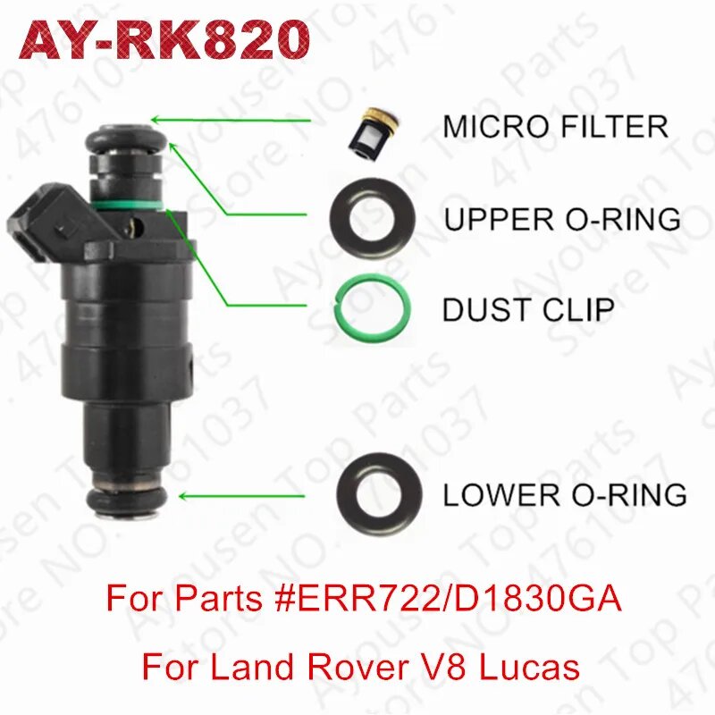 10 комплектов для Land Rover V8 Lucas Sagem ERR722 D1830GA, уплотнения и фильтры топливной форсунки, ремонтные комплекты (AY-RK820)