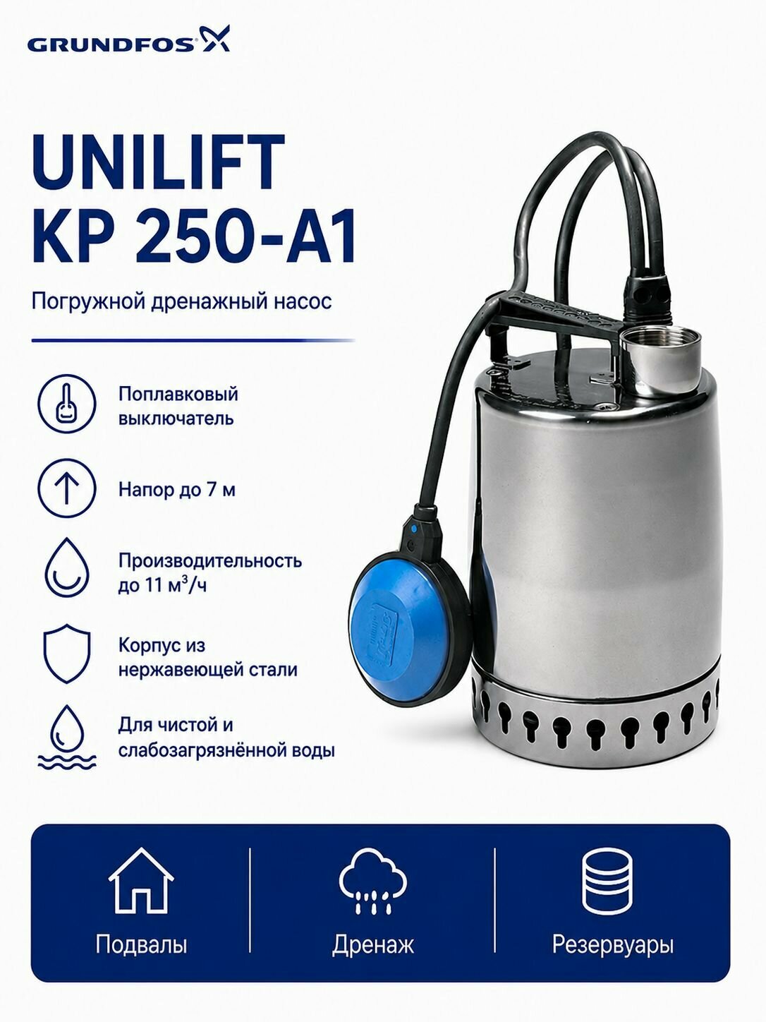 Насос дренажный Grundfos UNILIFT KP 250-A1