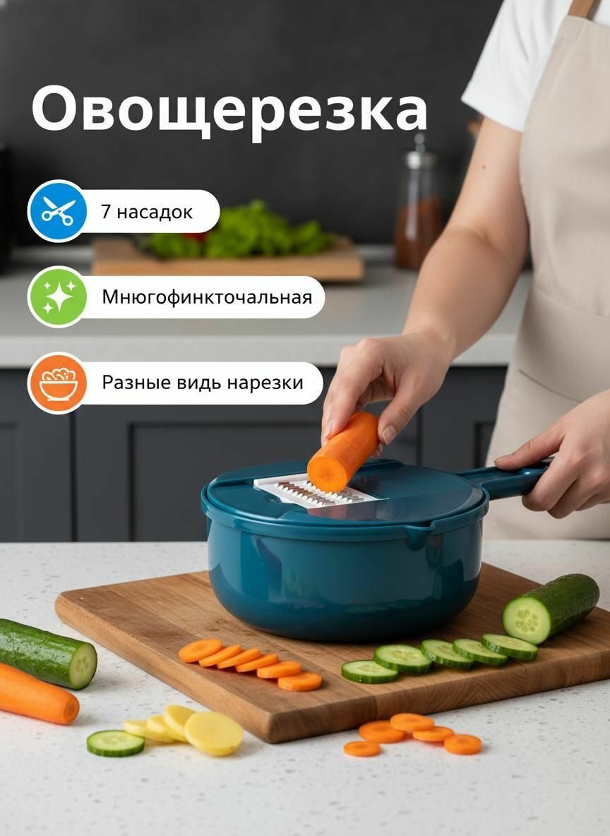 Овощерезка Терка со сменными ножами для корейской моркови Безопасная терка
