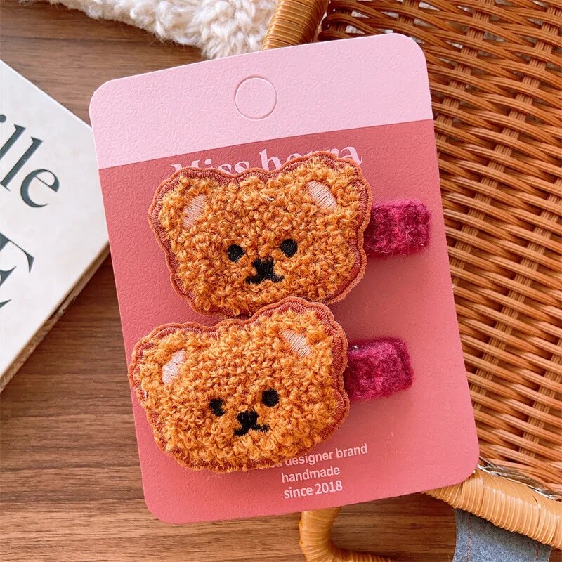 Заколки и резинки для волос с плюшевым мишкой Deep coffee hairpin