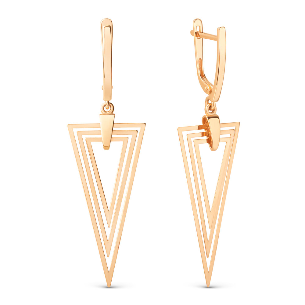 Серьги с подвесками, красное золото, 585 проба