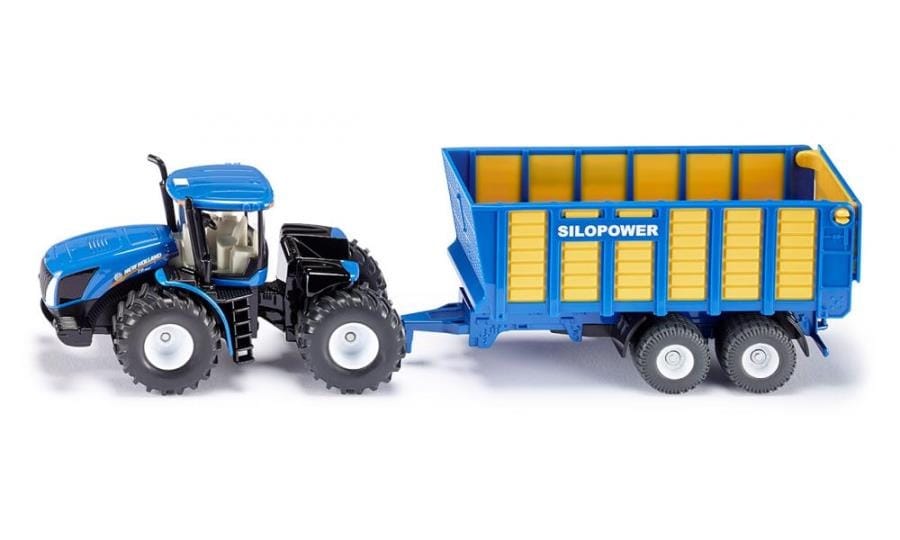 Игрушечная машинка Siku Трактор New Holland T9.56 с прицепом, 1947, синий