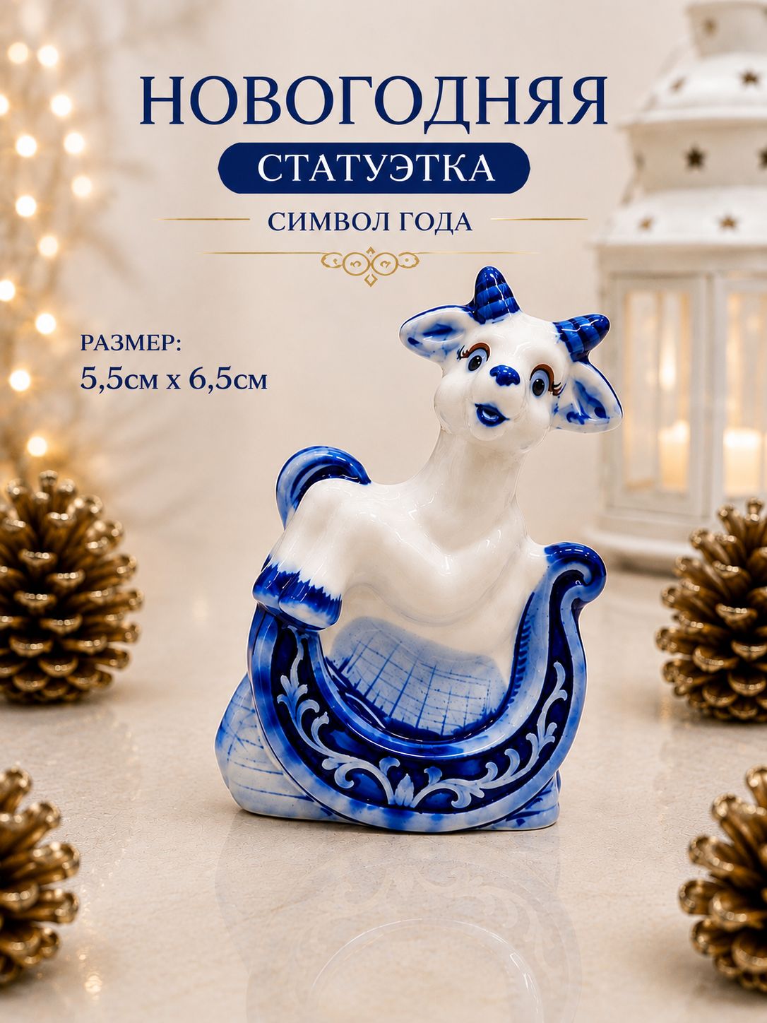 Фигурка козы гжель символ 2027 года