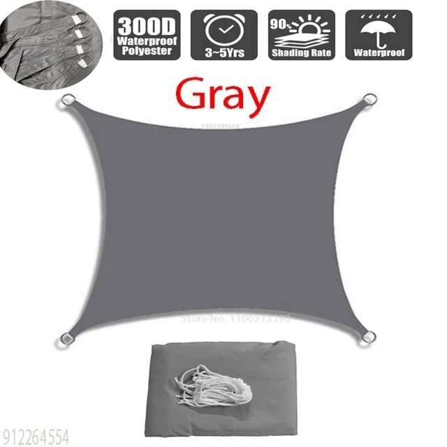 Солнцезащитный тент-парус Oxford 2x2m, Серый, Grey