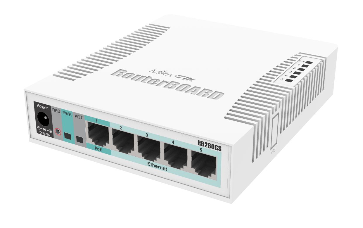 Коммутатор сетевой MikroTik CSS106-5G-1S, 6 портов, до 1 Гбит/с, управляемый