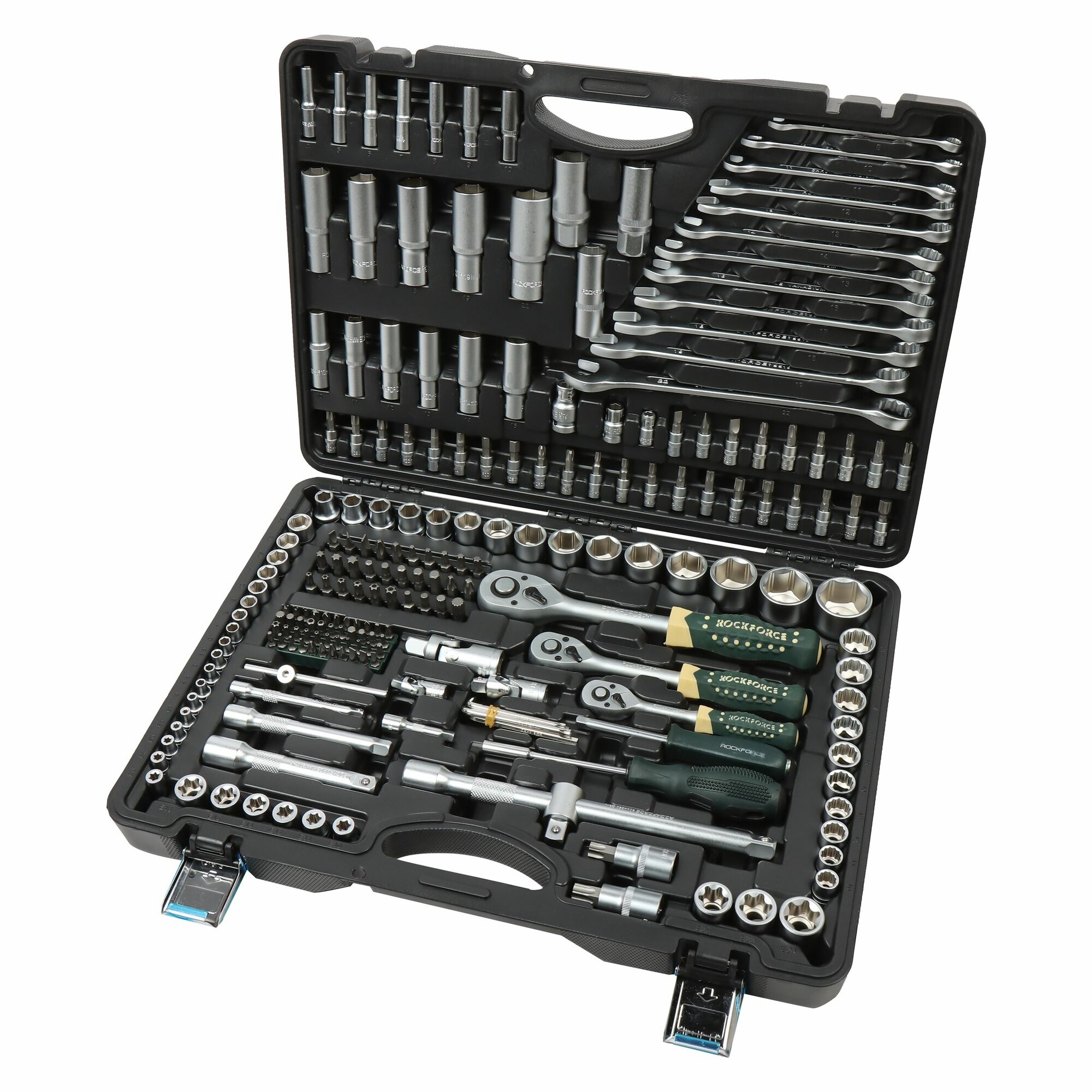 ROCKFORCE Набор инструмента 1/2"&1/4"&3/8"DR с 6-гранными головками 216 предметов+3 предмета