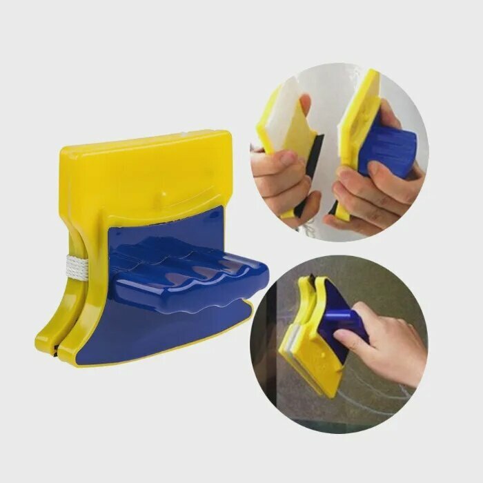 Магнитная двусторонняя щетка для мытья окон и стеклянных дверей / Стеклоочиститель Double Faced Glass Clean