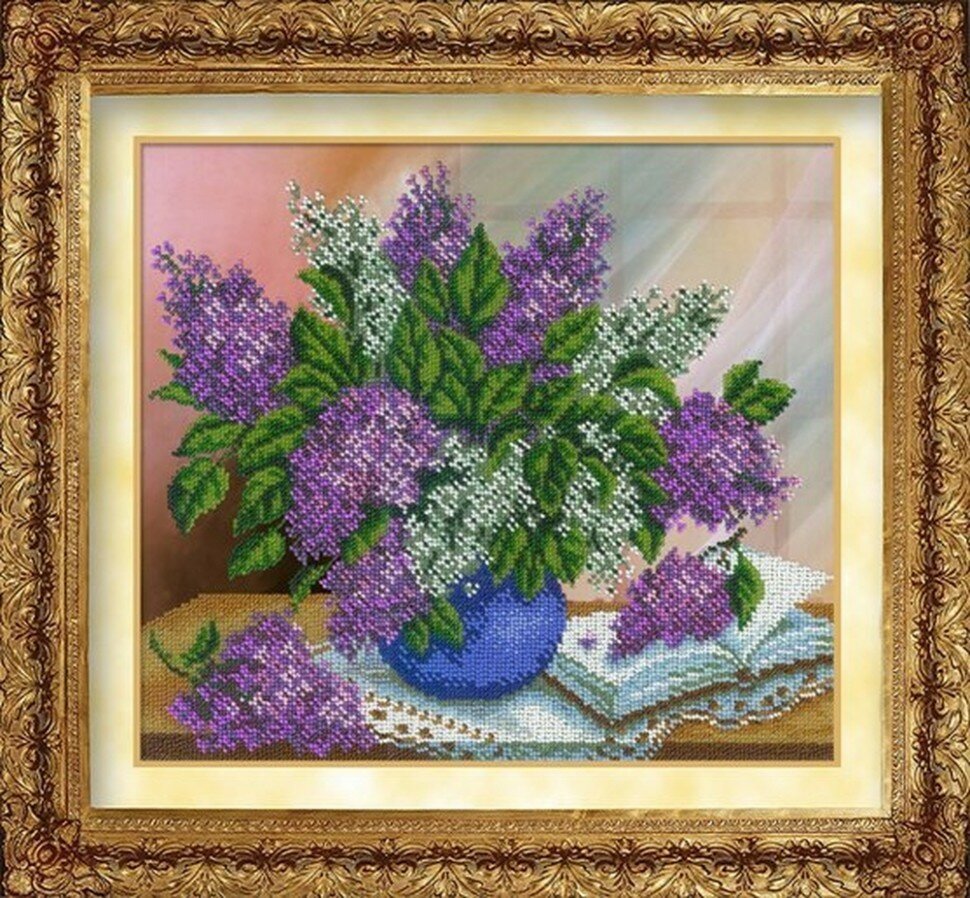 Набор для вышивания Русская искусница #812 Сирень, Вышивка бисером, 31 x 26 см