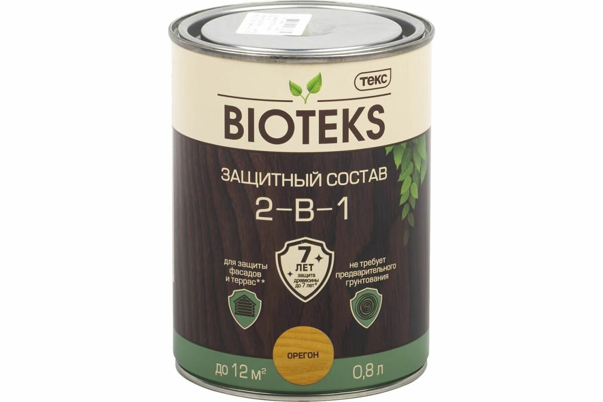 Текс BIOTEKS защитный состав 2-в-1 для наружных работ, орегон (0,8л)