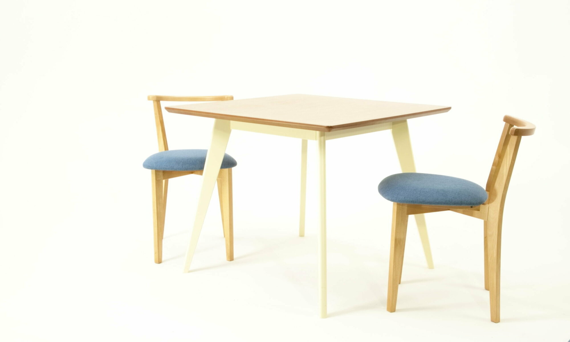 Стол ZiP-mebel Сканди М 100 со стульями Франк Слоновая Кость/Натур/Рогожка Синий