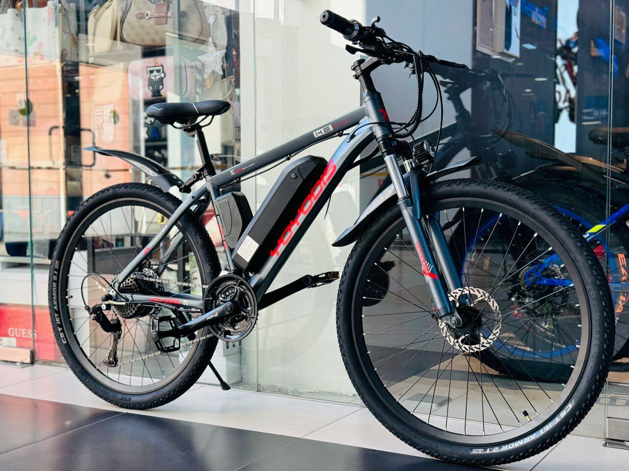 Электровелосипед YOYODIS 27s, 26 дюймов / для взрослых, для прогулки / скоростной, спортивный велик, серый/красный