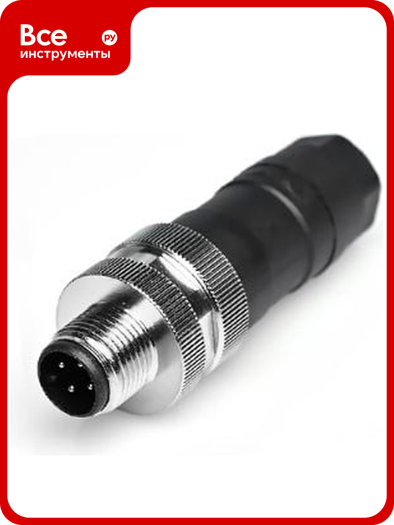 Соединитель клеммный VELLEDQ M12-M04T, Вилка, Прямой с клеммником, Пластик