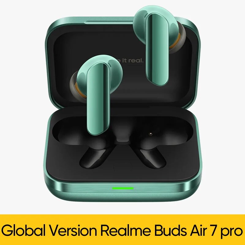 Беспроводная гарнитура Realme Buds Air 7 Pro (зеленый цвет, активное шумоподавление, длительное время автономной работы)