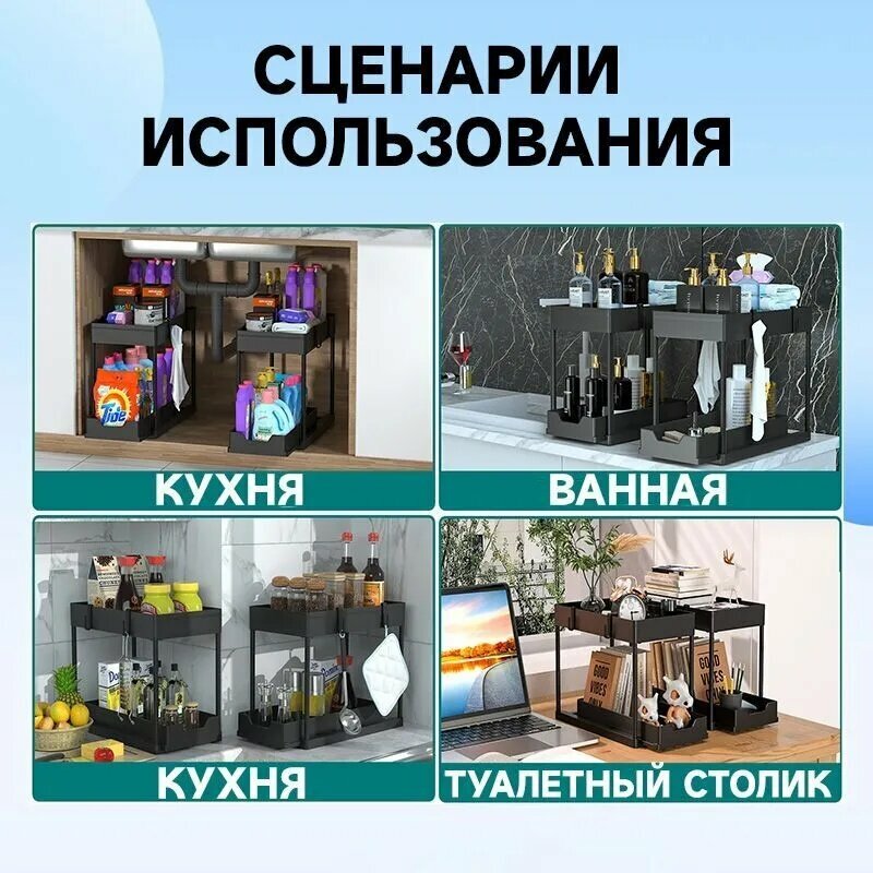 Visiting Yufeng Полках39, практичный контейнер для хранения косметики, бытовой химии и кухонных принадлежностей — фото 1