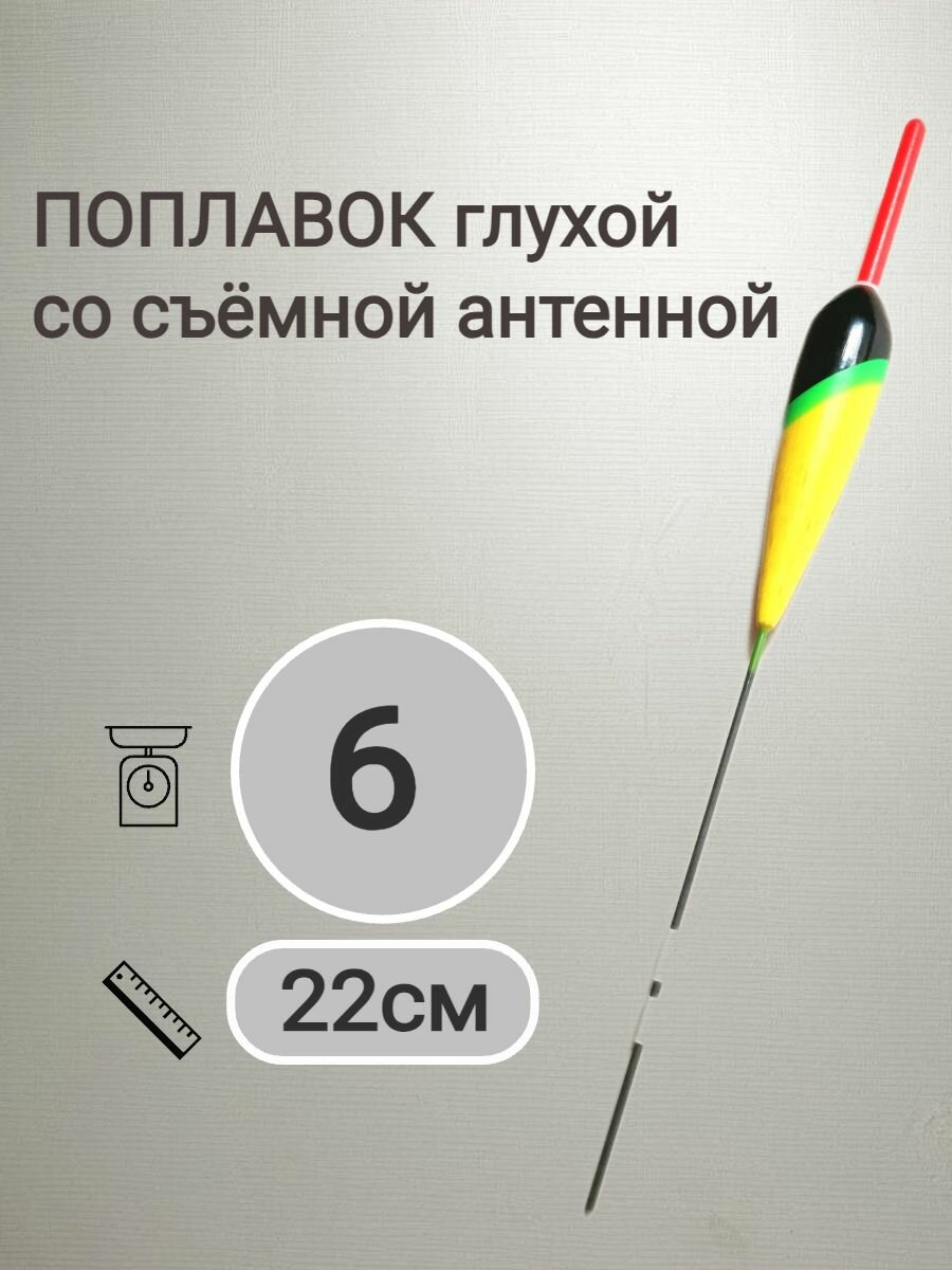 Поплавок глухой со съёмной антенной 6 гр. (красн.)