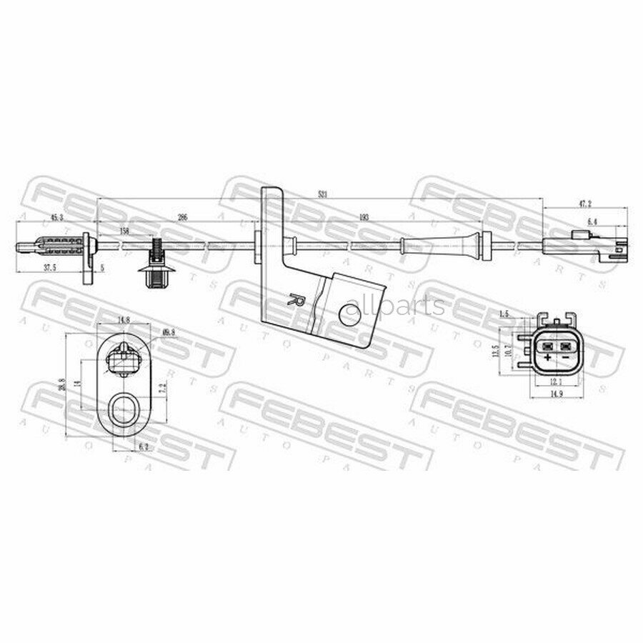 FEBEST 21606-012 Датчик ABS FORD MONDEO 14- пер. прав.
