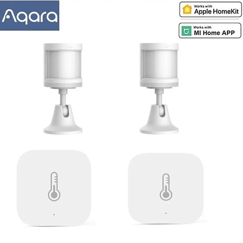 Датчики Aqara ZigBee Дверной дымовой температурный датчик Датчик движения Бесконтактное подключение Умный дом Для приложения Mi Home HomeKit APP-2Temp и 2Motion