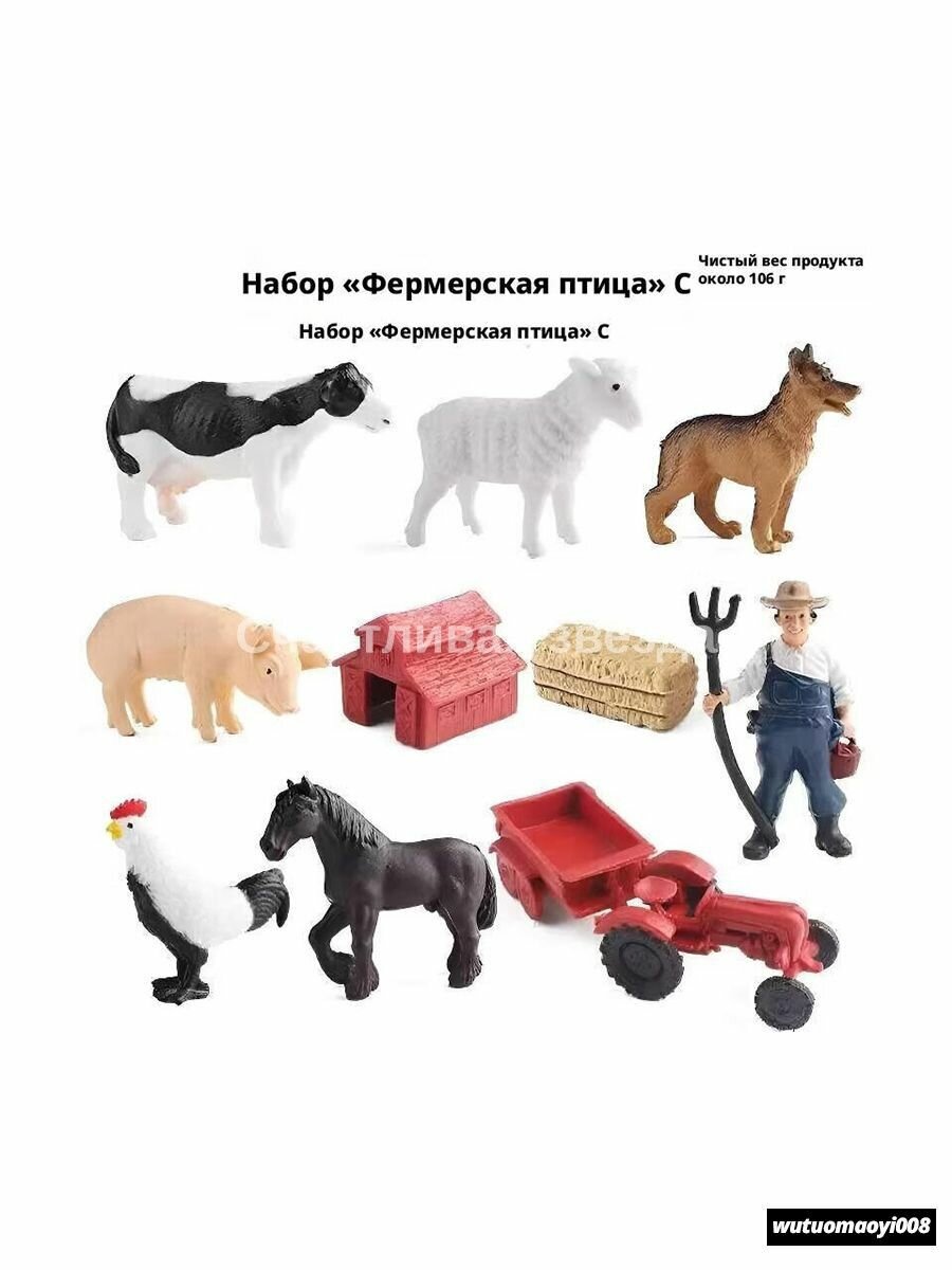 Набор "Фермерская птица" С, 6 фигурок домашних птиц, Монтессори игрушки, обучающие реалистичные модели для детей, помощь в изучении цикла роста животных, 106 г