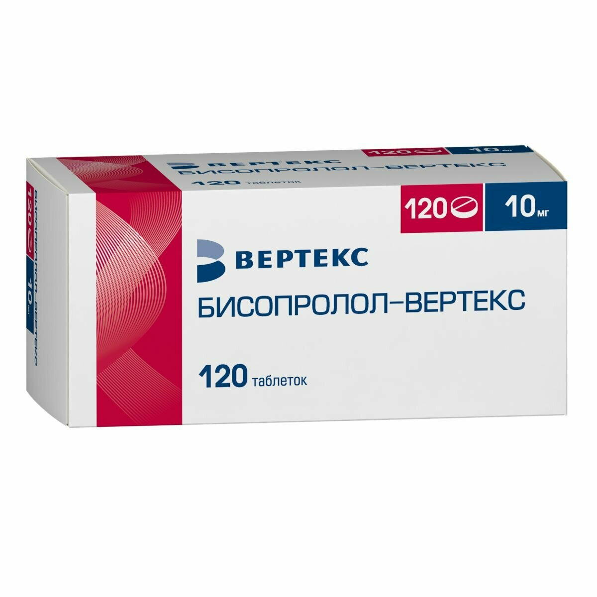 Бисопролол-Вертекс, таблетки покрыт. плен. об. 10 мг, 120 шт.
