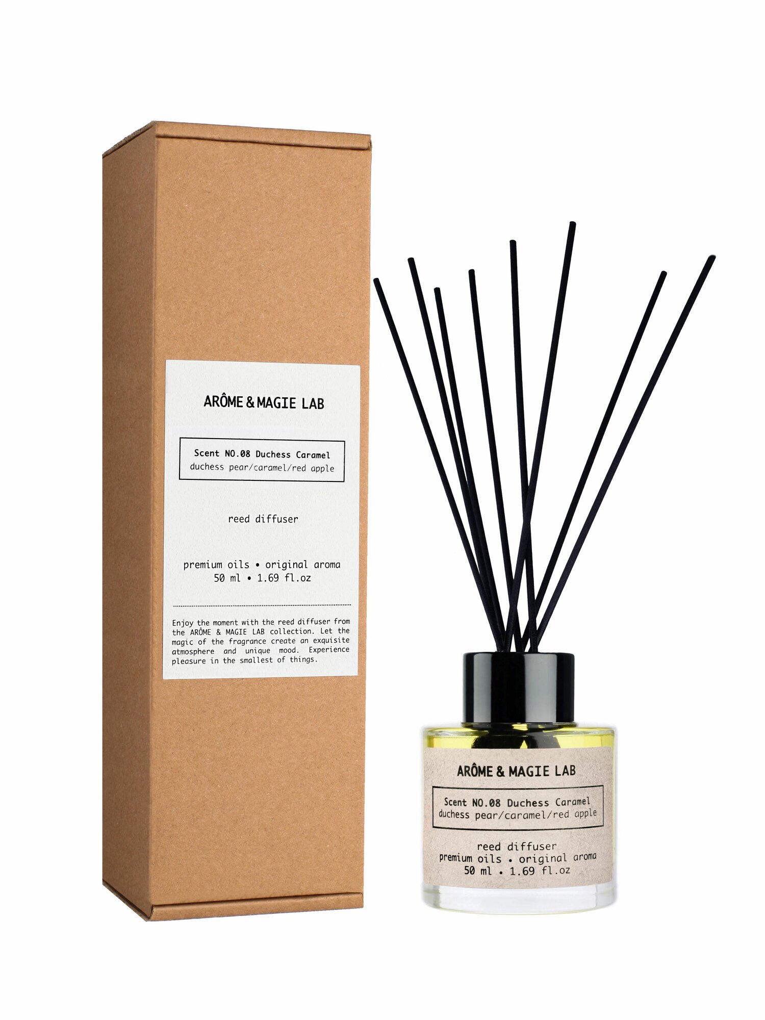 Диффузор Scent NO.08 Duchess Caramel / Груша Карамель AROME & MAGIE LAB, 50 мл, диффузор с палочками для дома