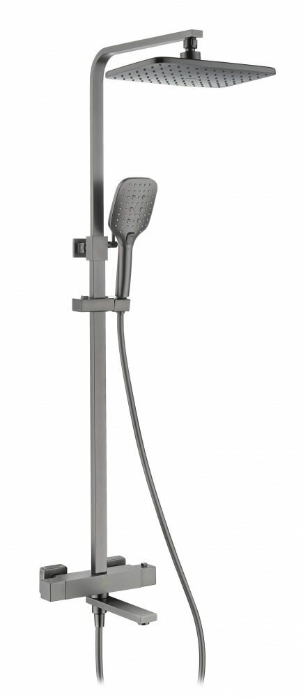 Душевая система ViEiR с термостатом, квадратная, 393561G Графит, серый