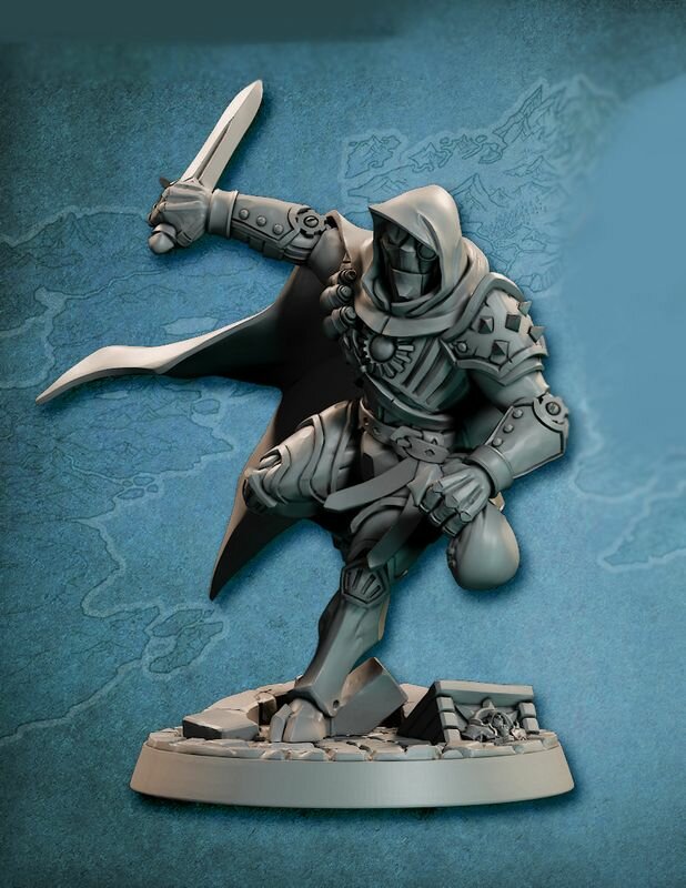 Кованый Убица-Ассасин, Вор Констракт, Warforged Рога-Бандит миниатюра для DnD (ДнД) и других Настольных игр (НРИ, Варгеймов или РПГ), фентези тематика