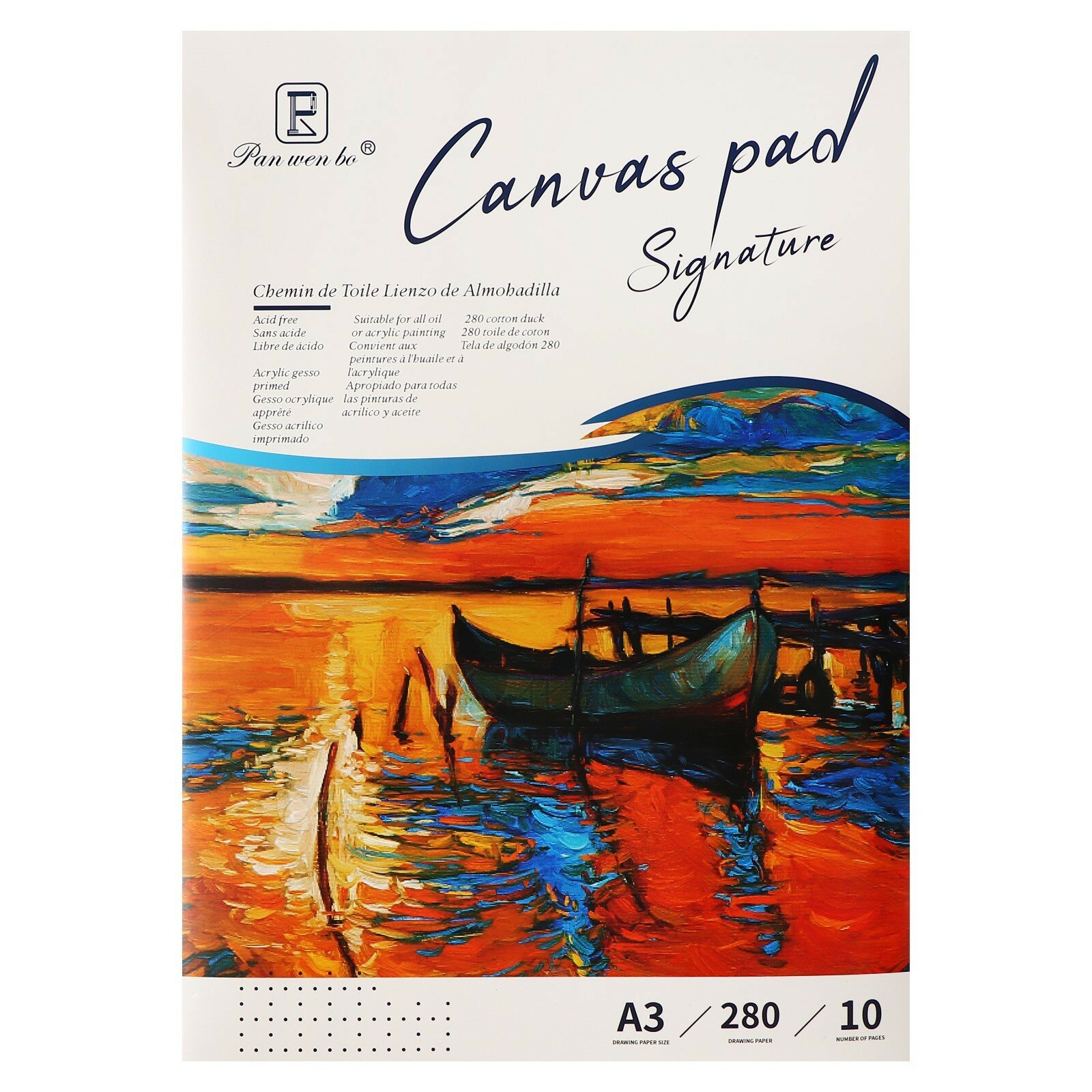 Альбом для рисования, холсты грунтованные, А3, 10 листов, плотность 280 г/м, для акрила и масла