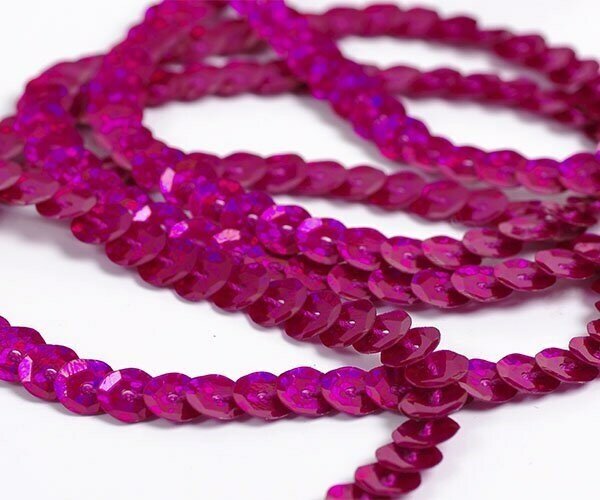 Пайетки на нитке (пайетки для рукоделия) 6мм цв. насыщенный красный упак.73 м