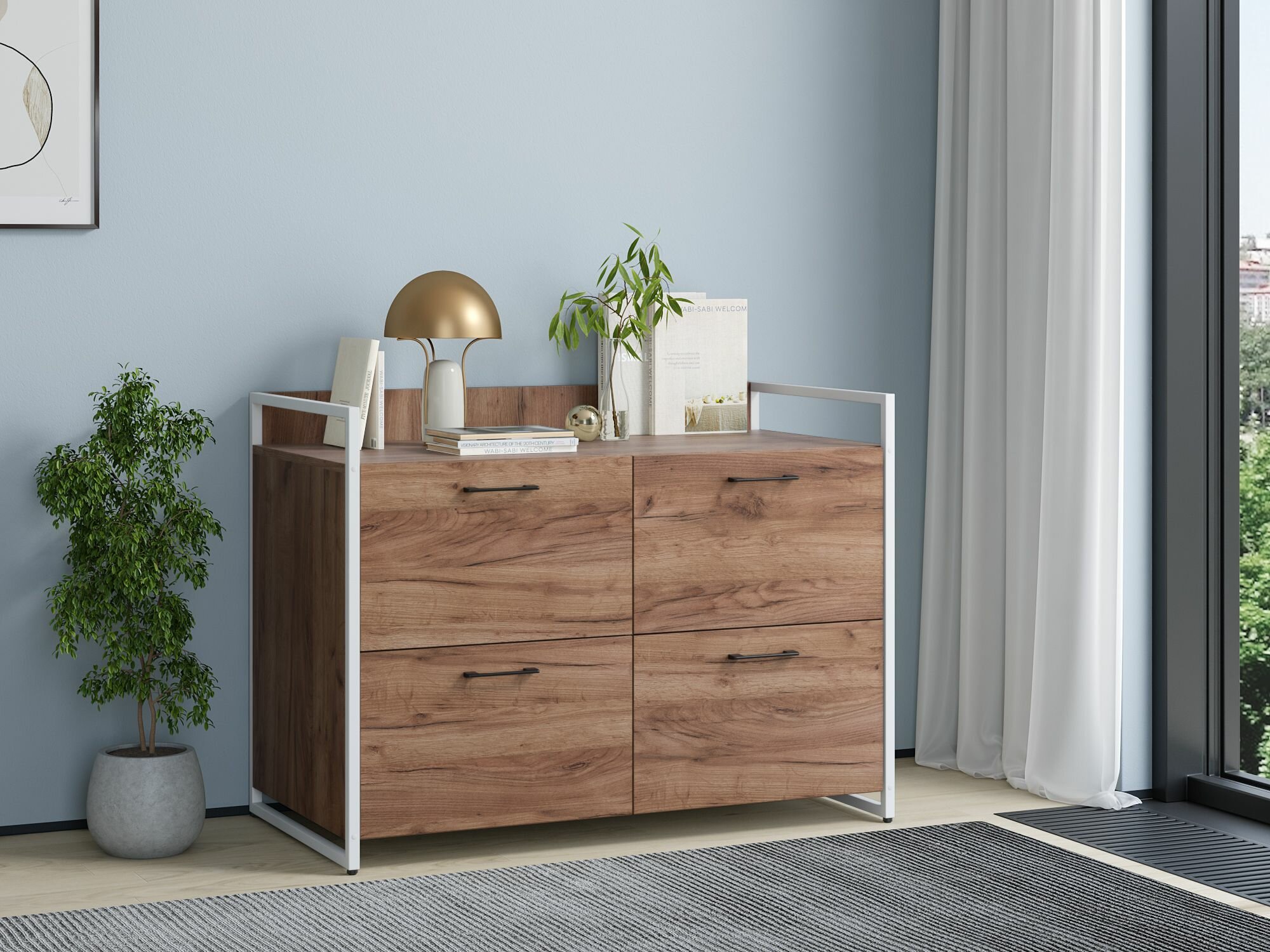 Комод Urban Лофт 01 Белый/Дуб крафт табак